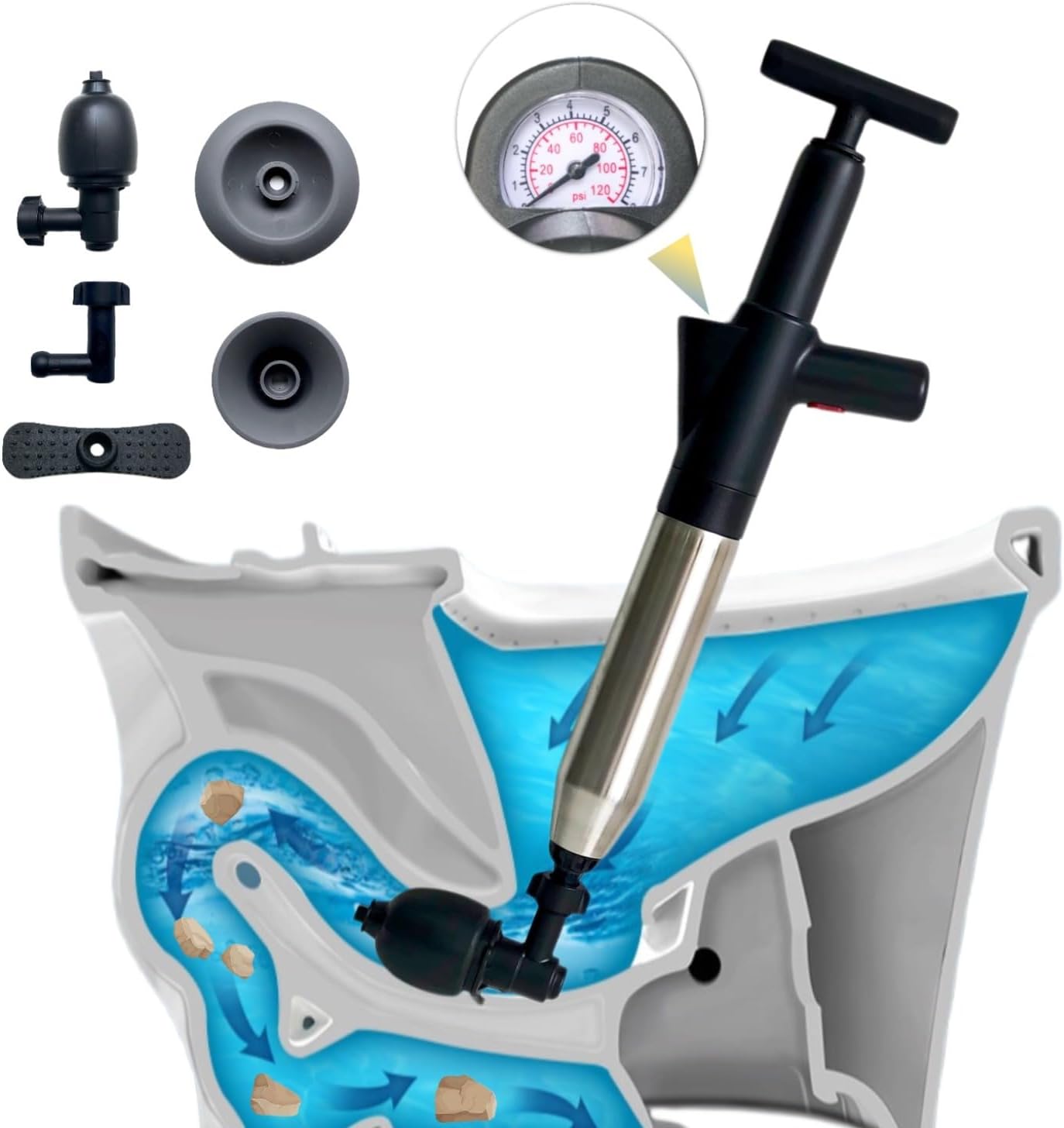 high pressure air drain blaster gun, air plunger for toilet, plunge ...