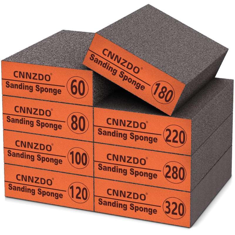 Amazon.com: Cnnzdo 8Pcs Sanding Sponge, 60/80/100/120/180/220/280/320 ...
