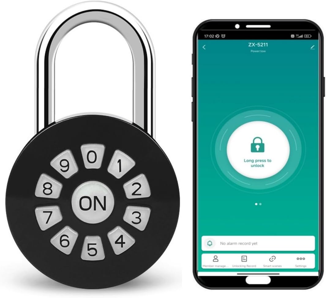 Smart Padlock for Outdoor Use, Bluetooth Small Padlock with Code ...