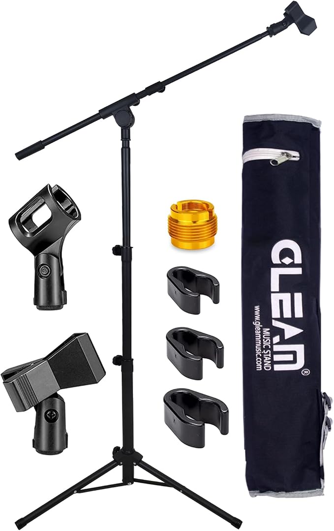 Amazon.com: GLEAM Microphone Stand - Tripod Boom Arm Mic Stand with ...
