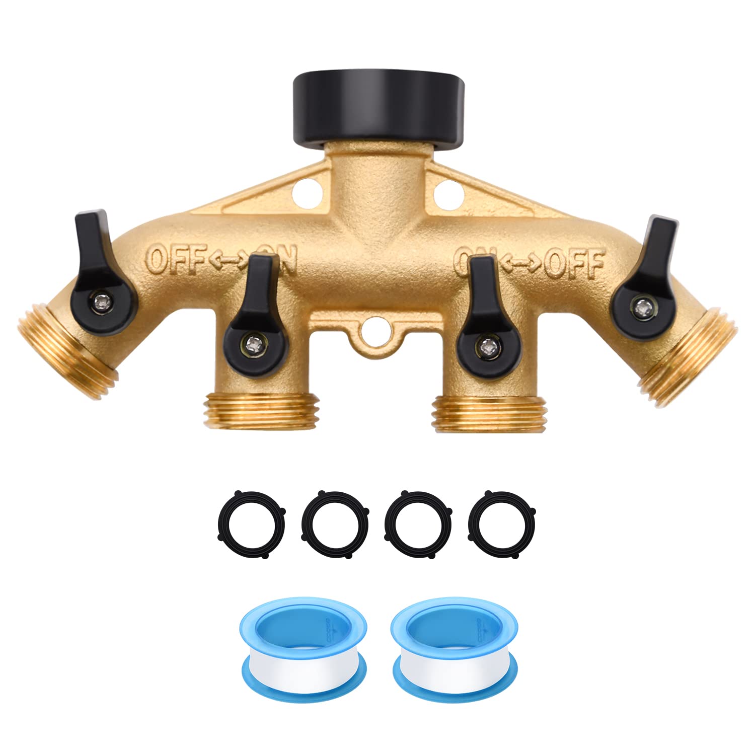 Snapklik.com : 1 Pack 4 Way Hose Splitter, Heavy Duty Brass Garden Hose ...