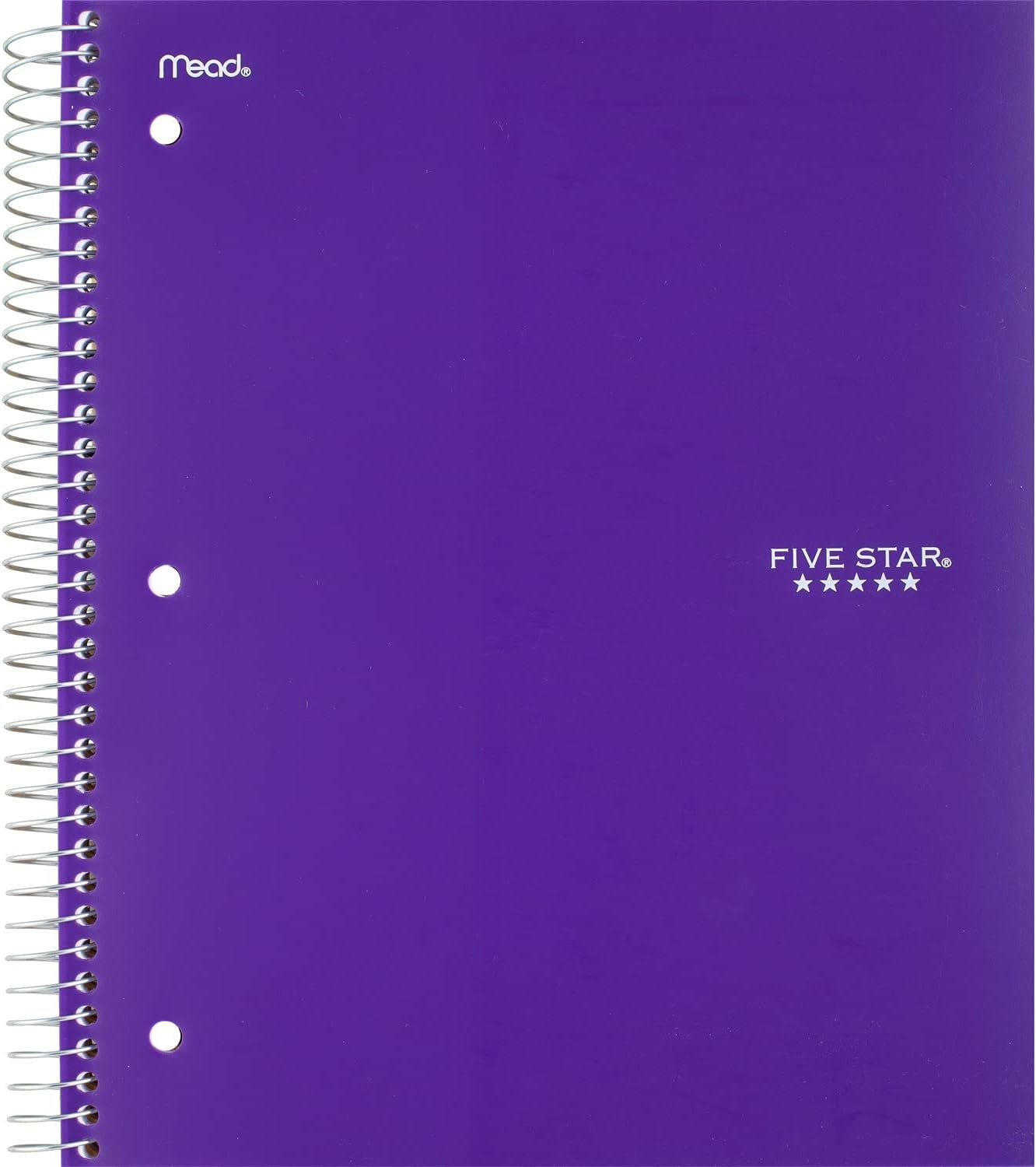 Five Star Spiral Notebook, 3 Subject, College Ruled Paper, 150 Sheets ...