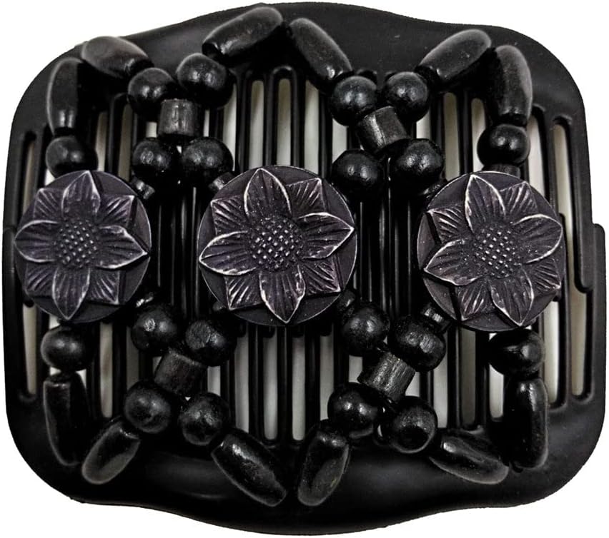 Amazon.com : LOVEF Women Magic Hair Combs Wood Beaded Stretch Double ...