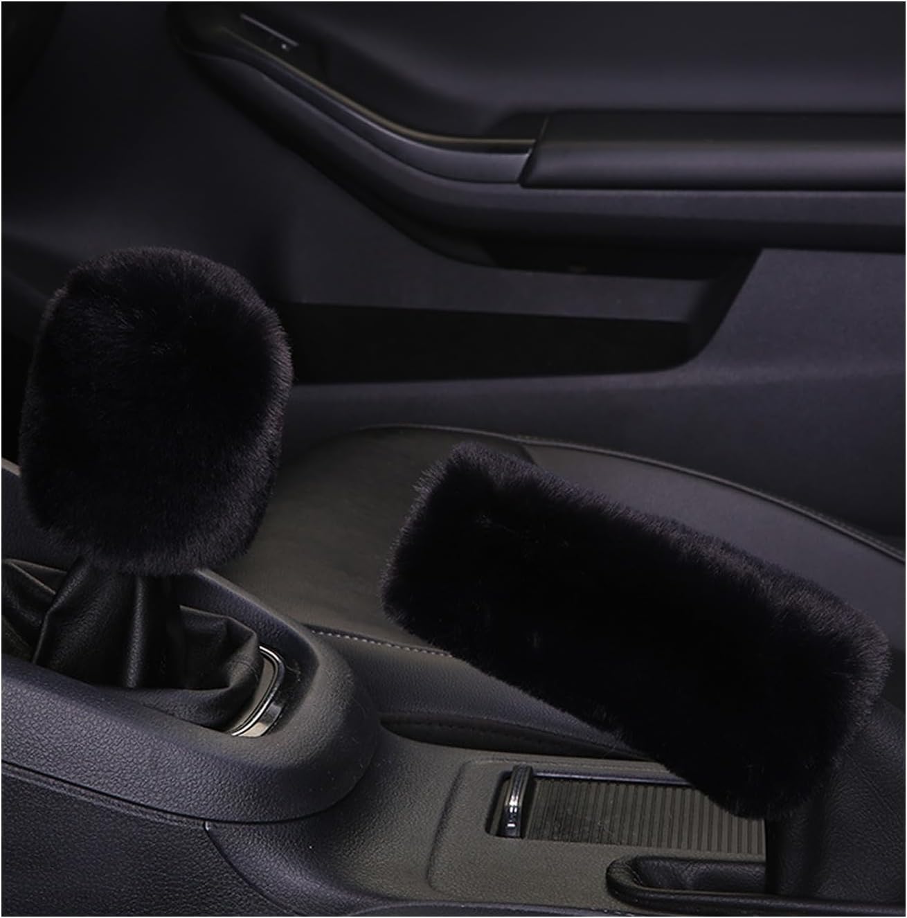 Amazon.com: Ziciner 2PCS Plush Car Gear Shift Knob Cover & Handbrake ...