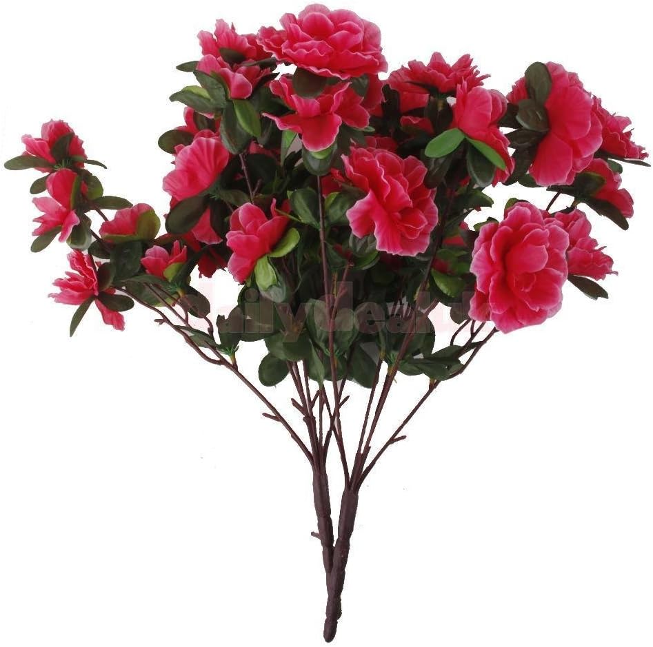 Amazon.com: 2 Bunches Artificial Azalea Silk Rose Flowers Home Garden ...