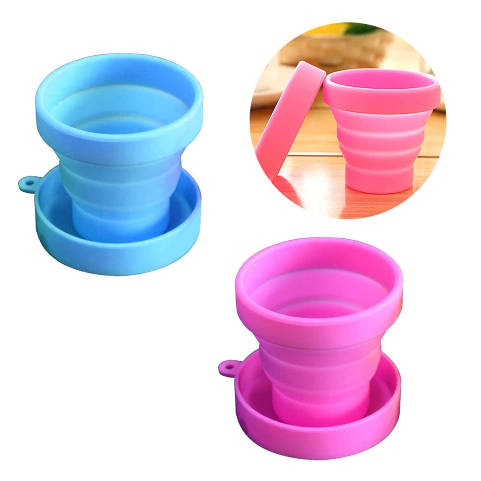 Collapsible Cup, Silicone Collapsible Travel Water Cup, 2 Pack Reusable ...