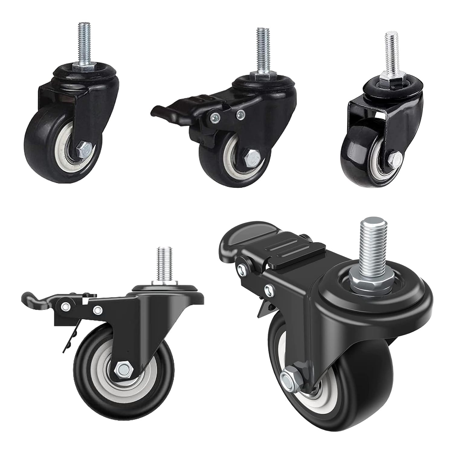 4 Pièces Roulette Chaise Bureau, Vis M8 X 25mm Roulettes Charge Lourde ...