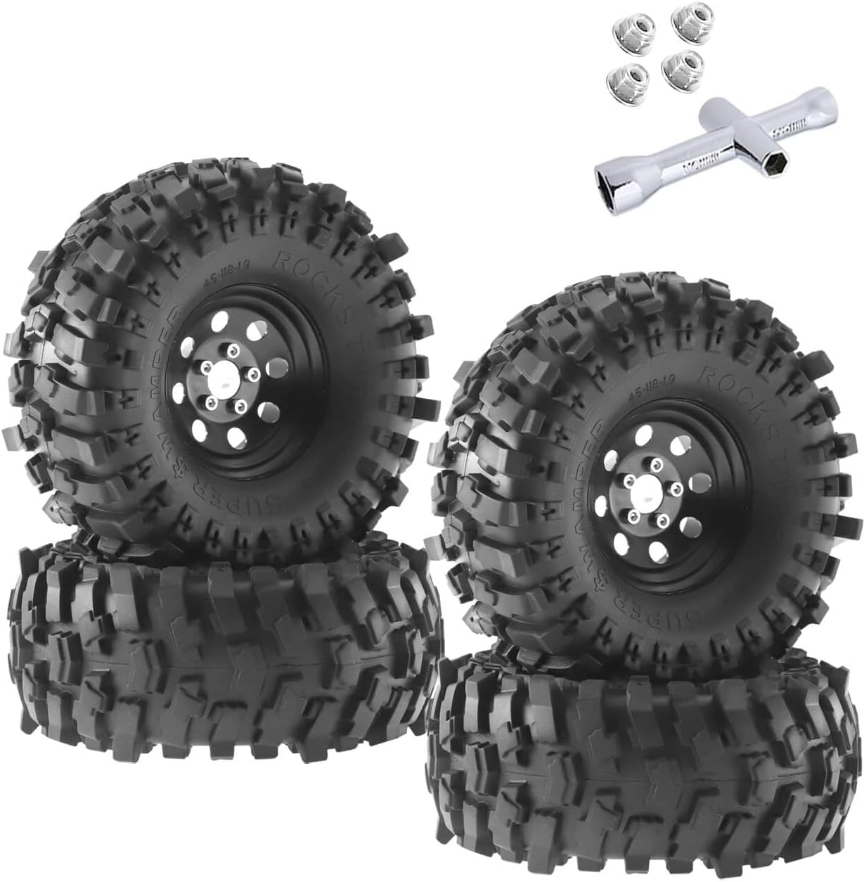 Amazon.com: ARRCat RC Aluminum 1.9 Beadlock Wheels and Tires for 1/10 ...
