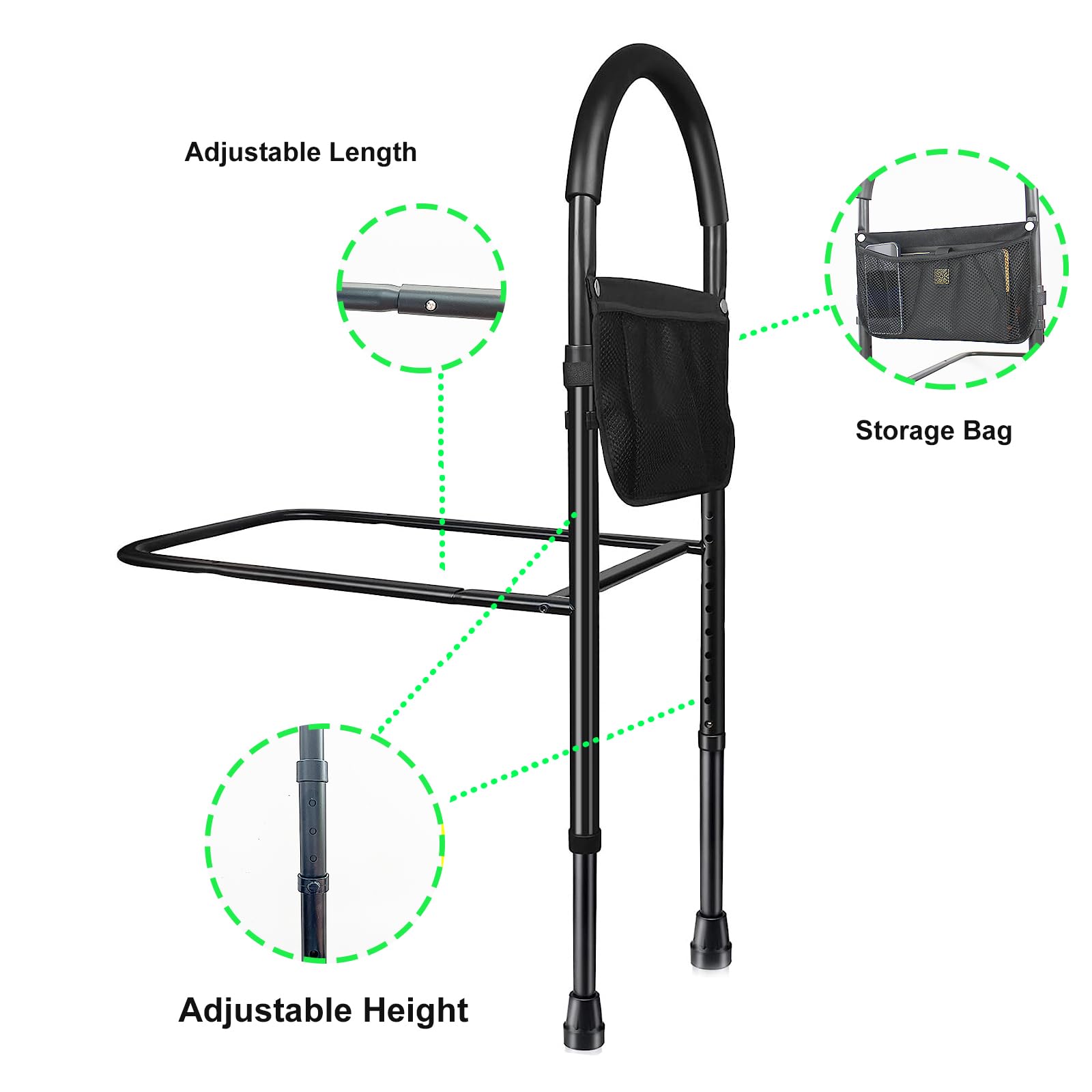 Thaijoy Bed Rail with Support Legs - Bed Rails for Elderly Adults ...