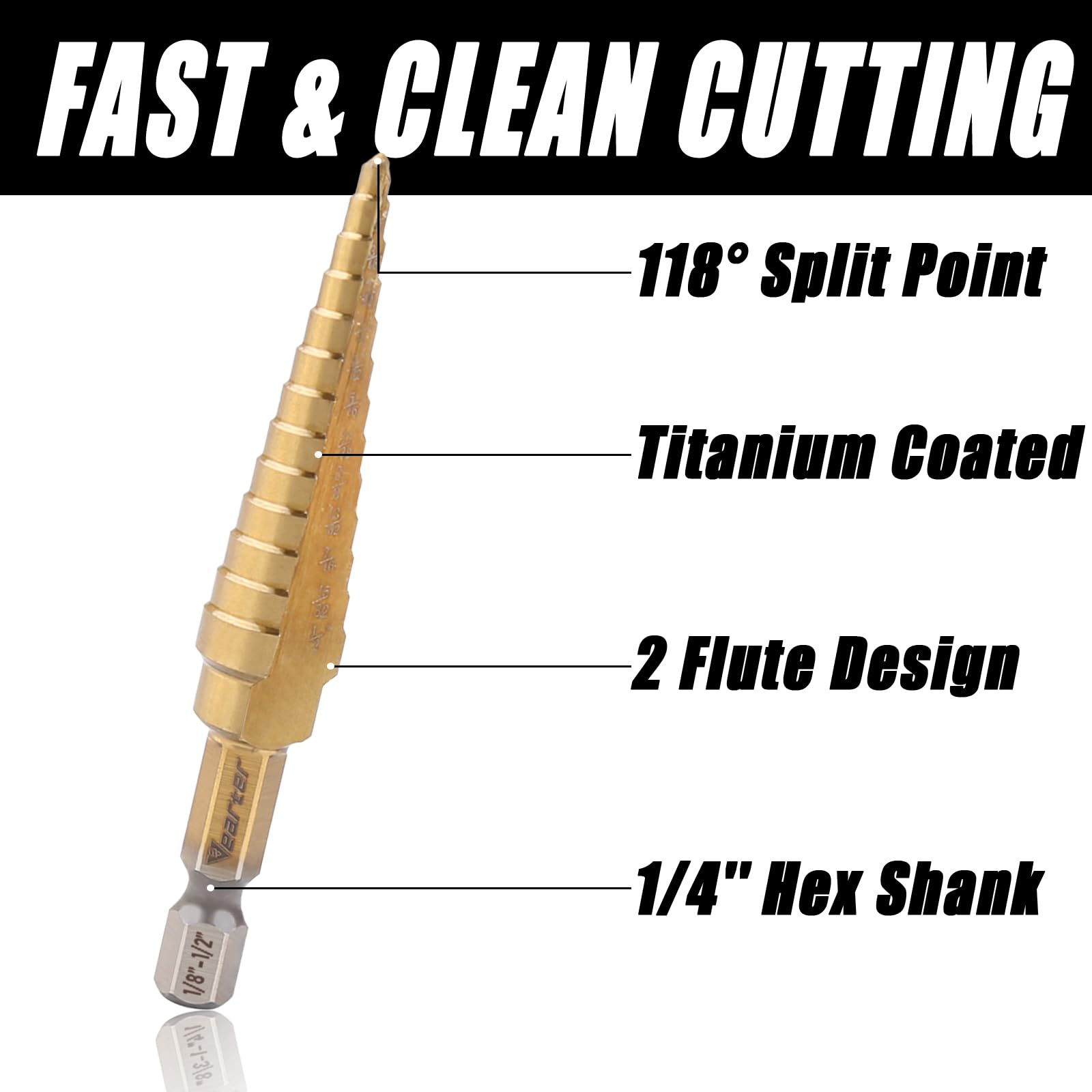 Snapklik.com : HSS Straight Groove Step Drill Bits, 1/8" - 1/2" Unibit ...