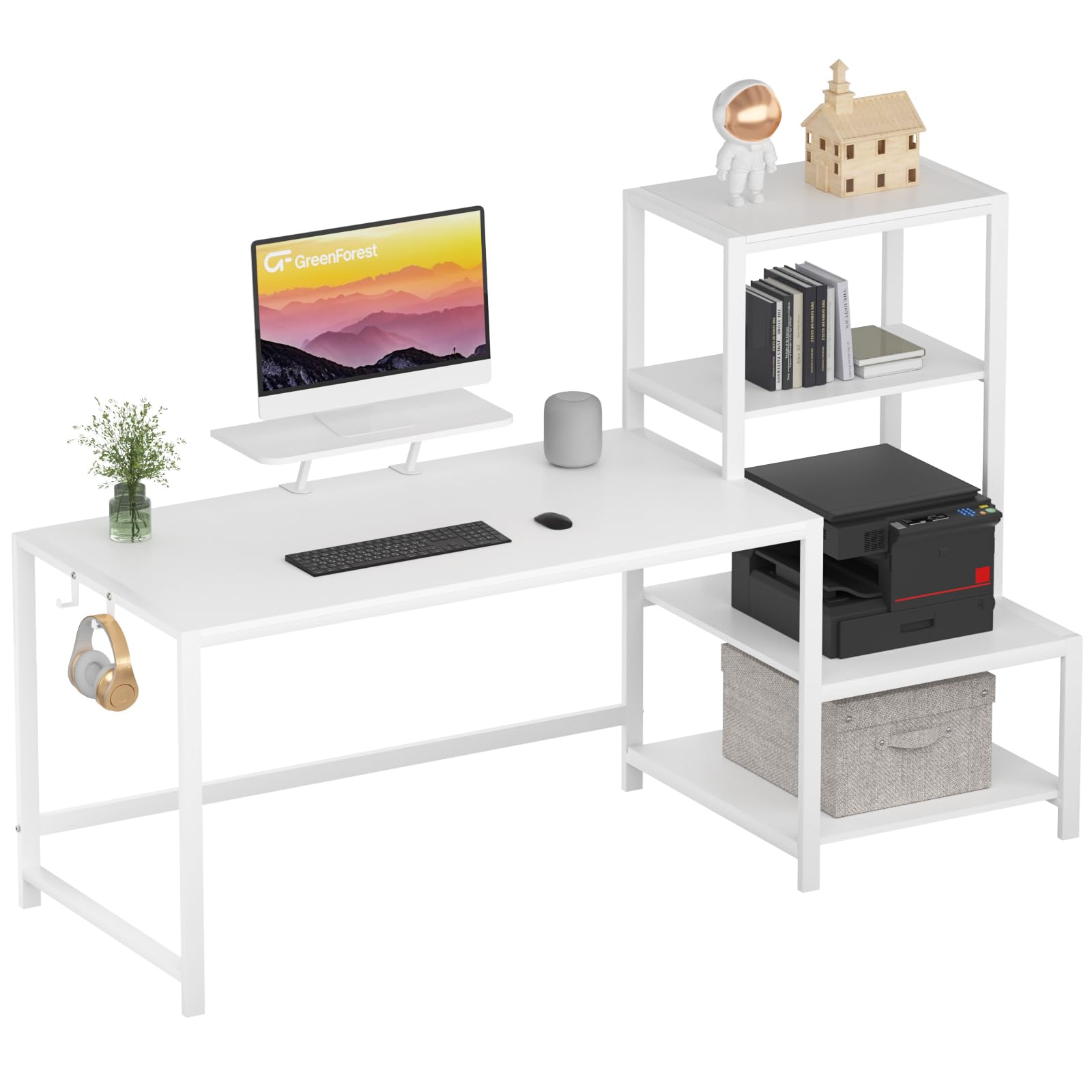 Amazon.com: GreenForest Computer Desk 58 inch with Storage Printer ...