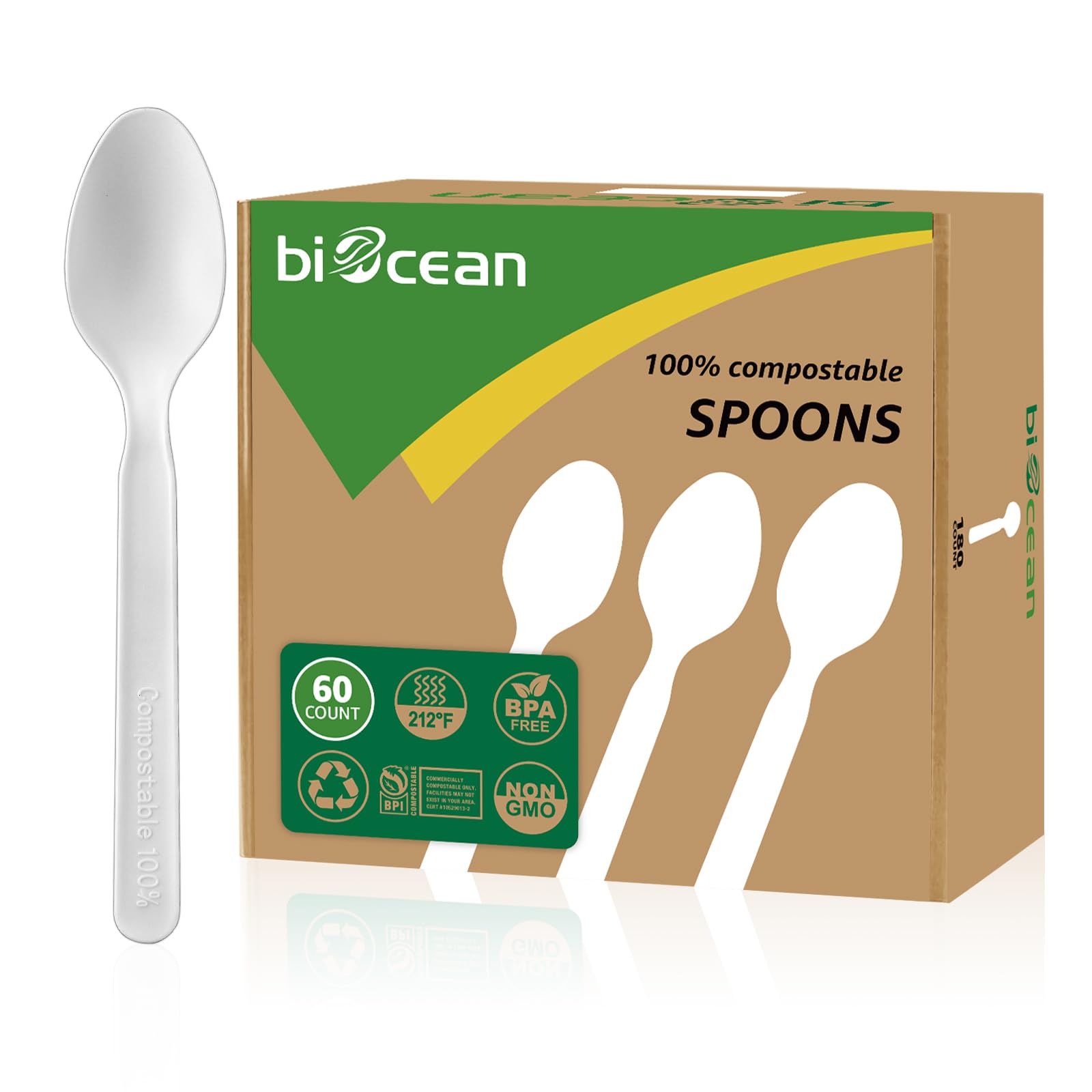 Snapklik.com : Biocean Compostable Spoons 60 Count Disposable Soup ...