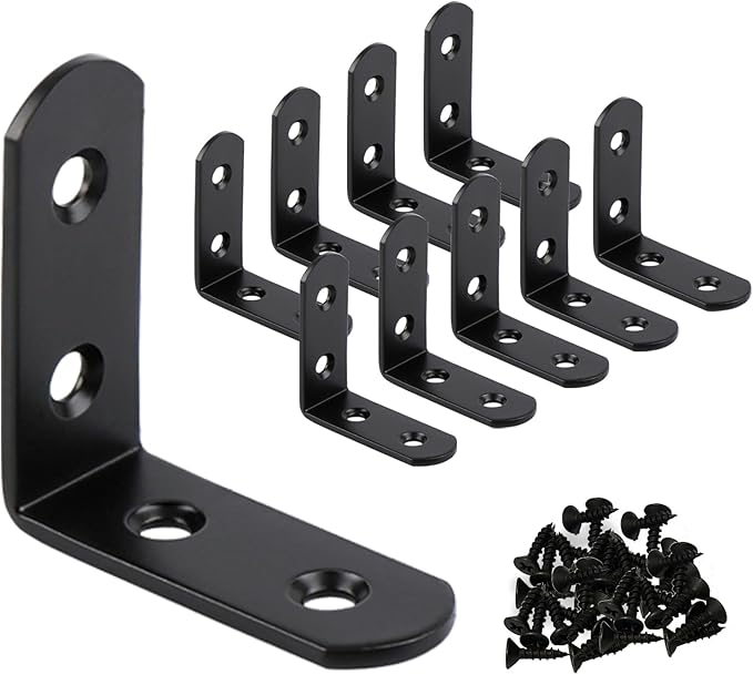 2 Inch (50mm) L Brackets 10 Pack - Corner Braces for Shelves/ Furniture ...