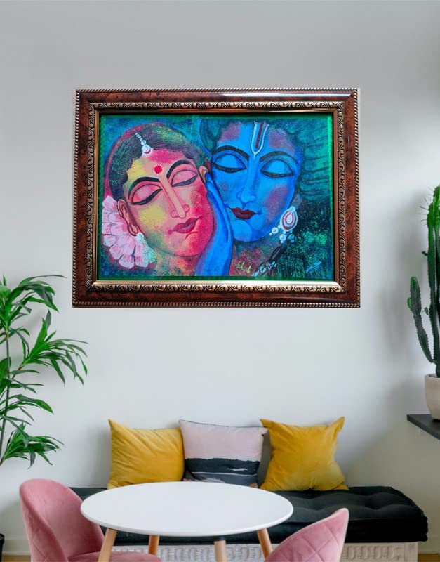 Maithils Framed Handmade Radhakrishna Playing Holi for Home, Office ...