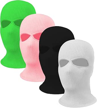 Tianher 2 Holes Knitted Balaclava, 4 Pieces, Full Face Ski Masks ...