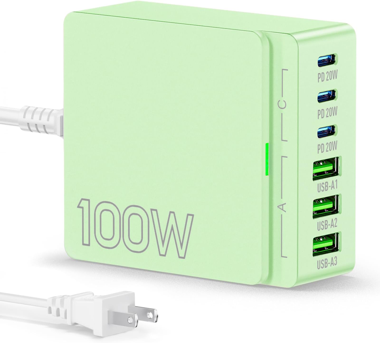 Amazon.com: USB C Charger Block Charging Station: 100W 6 Port GaN Fast ...