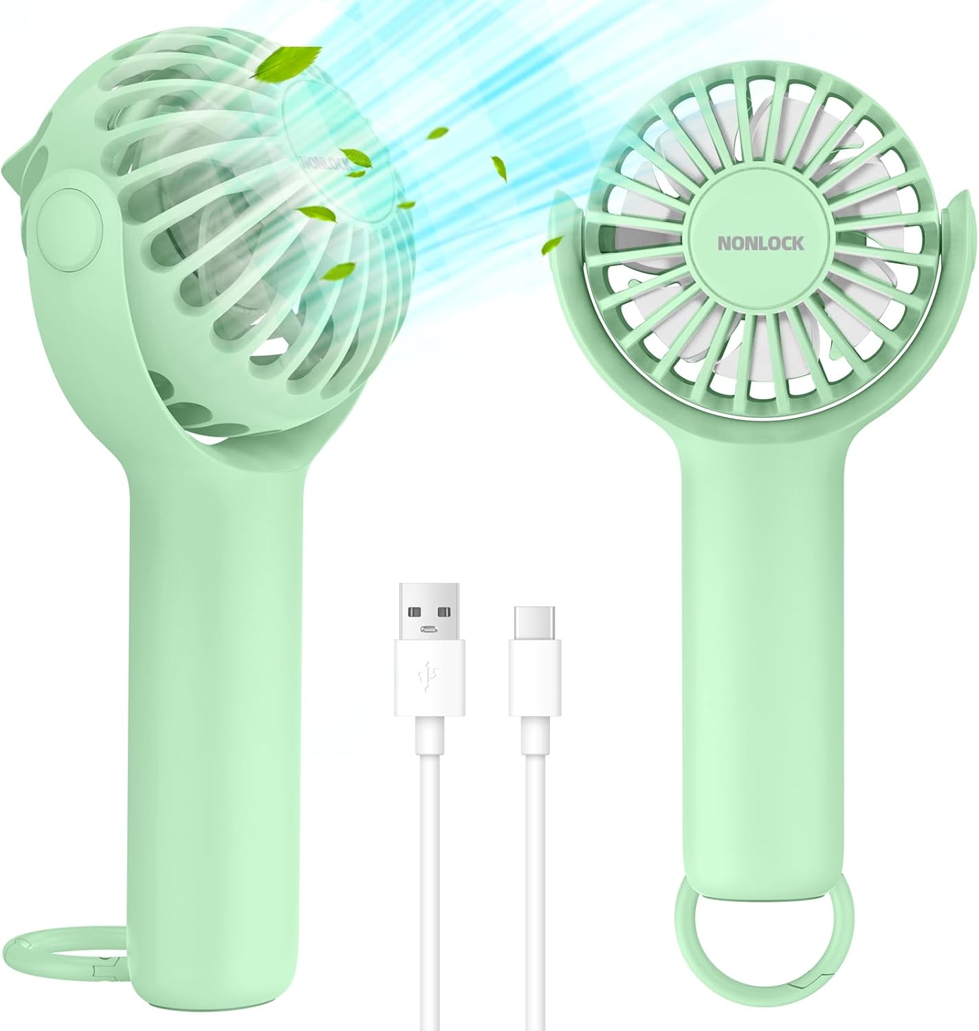 Amazon.com: NONLOCK 2 IN 1 Portable Handheld Mini Fan,Powerful Cooling ...
