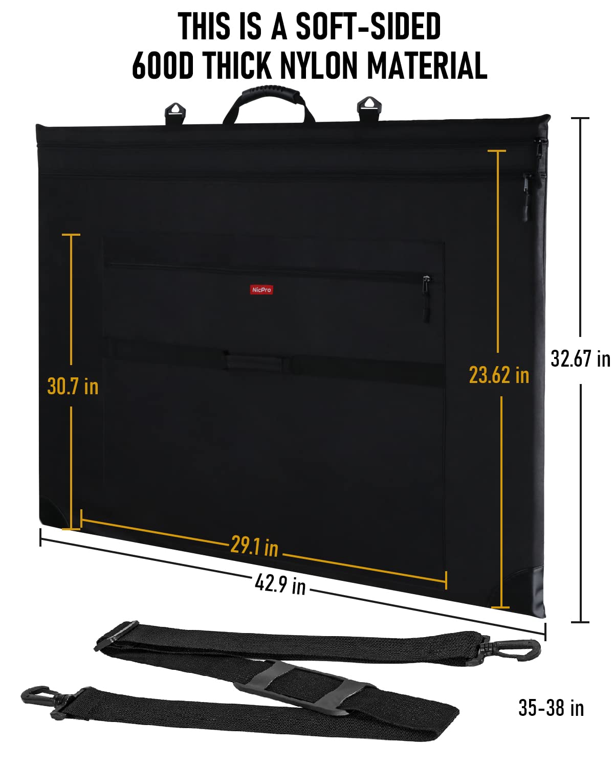 Nicpro Light Weight Art Portfolio Bag, 32 x 42 Black Art Canvas ...