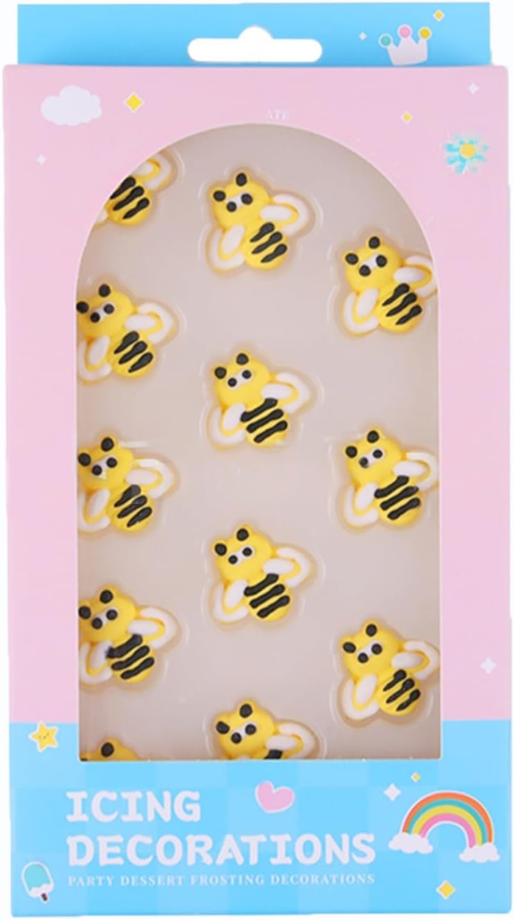 Amazon.com: Edible 12 pieces Bee cake decorations, Bees cupcake toppers ...