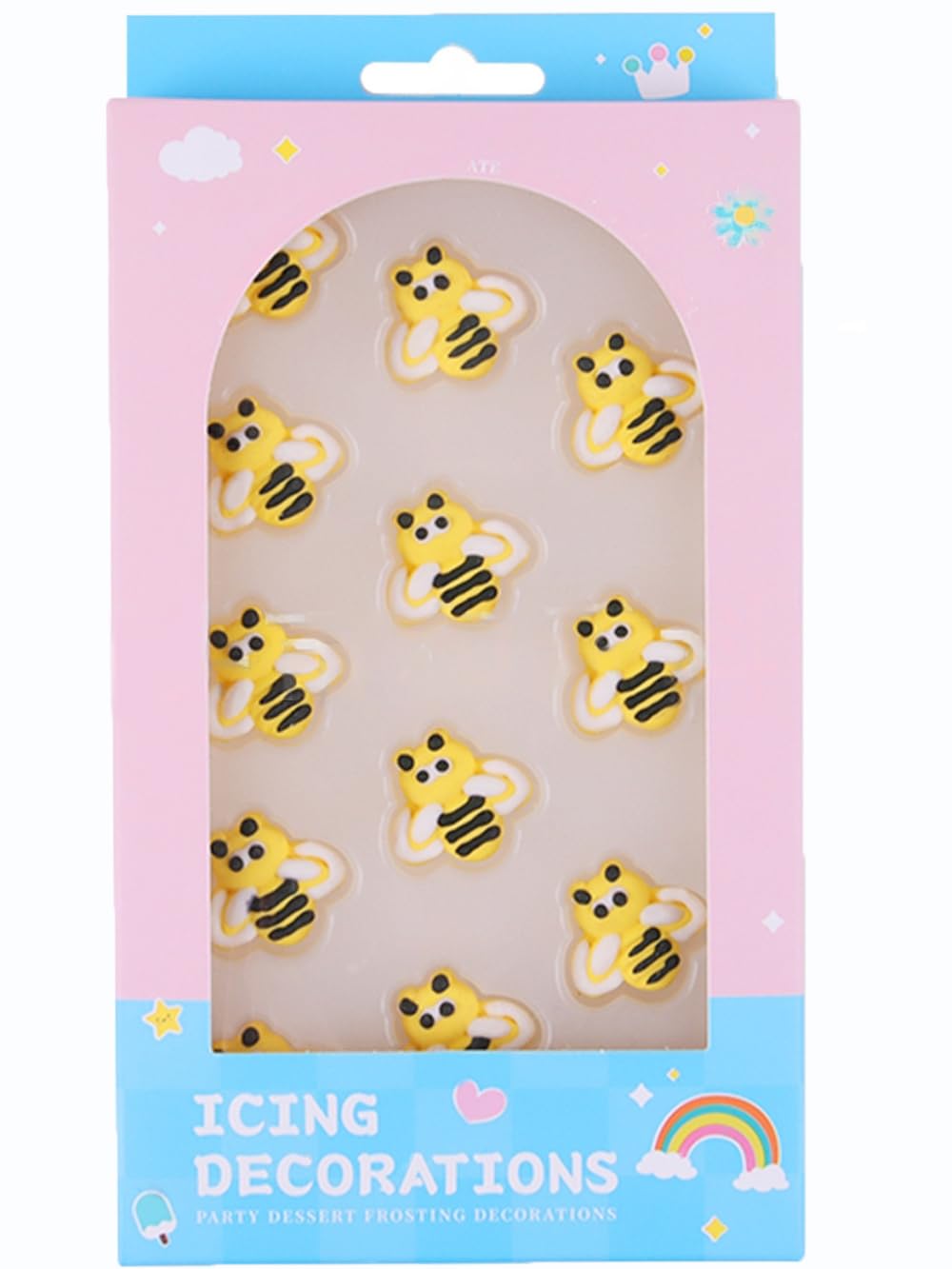 Amazon.com: Edible 12 pieces Bee cake decorations, Bees cupcake toppers ...