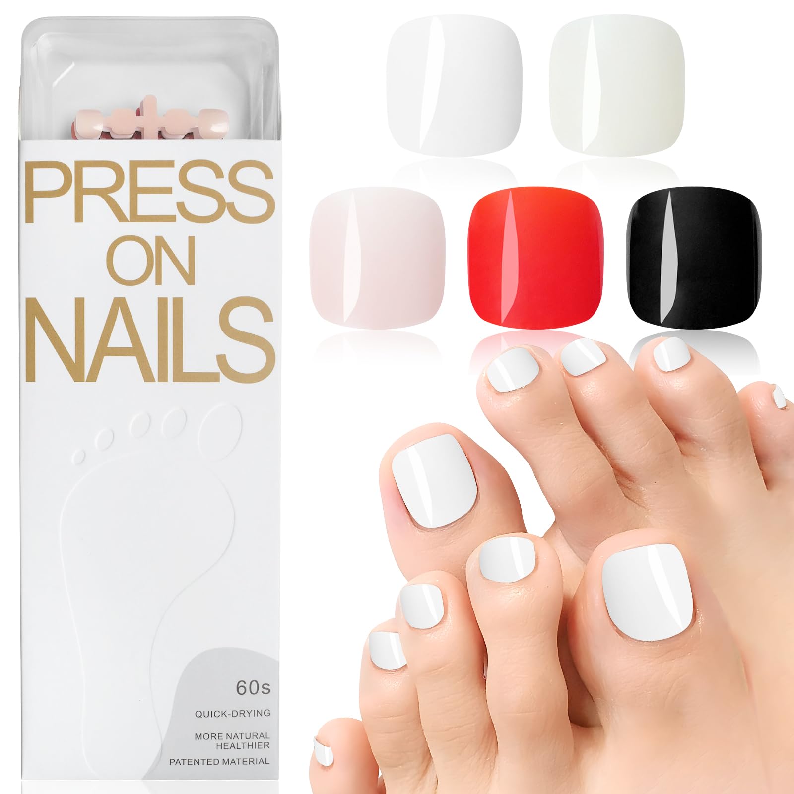 Amazon.com: Lifextol 120pc Press on Toenails for Women Toe Press on ...