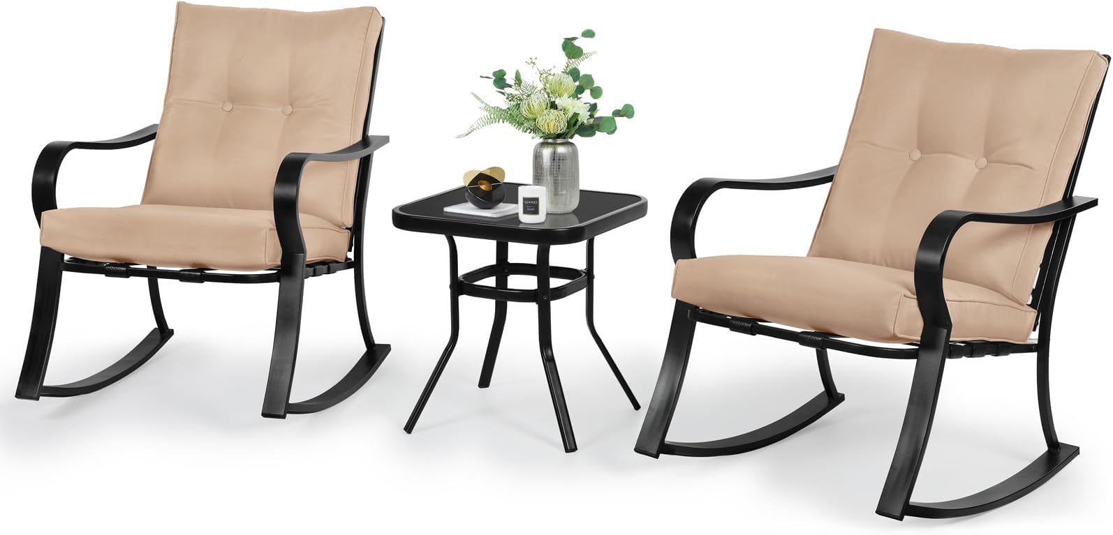 Amazon.com: Patiomore Outdoor 3-Piece Rocking Chairs Patio Furniture ...
