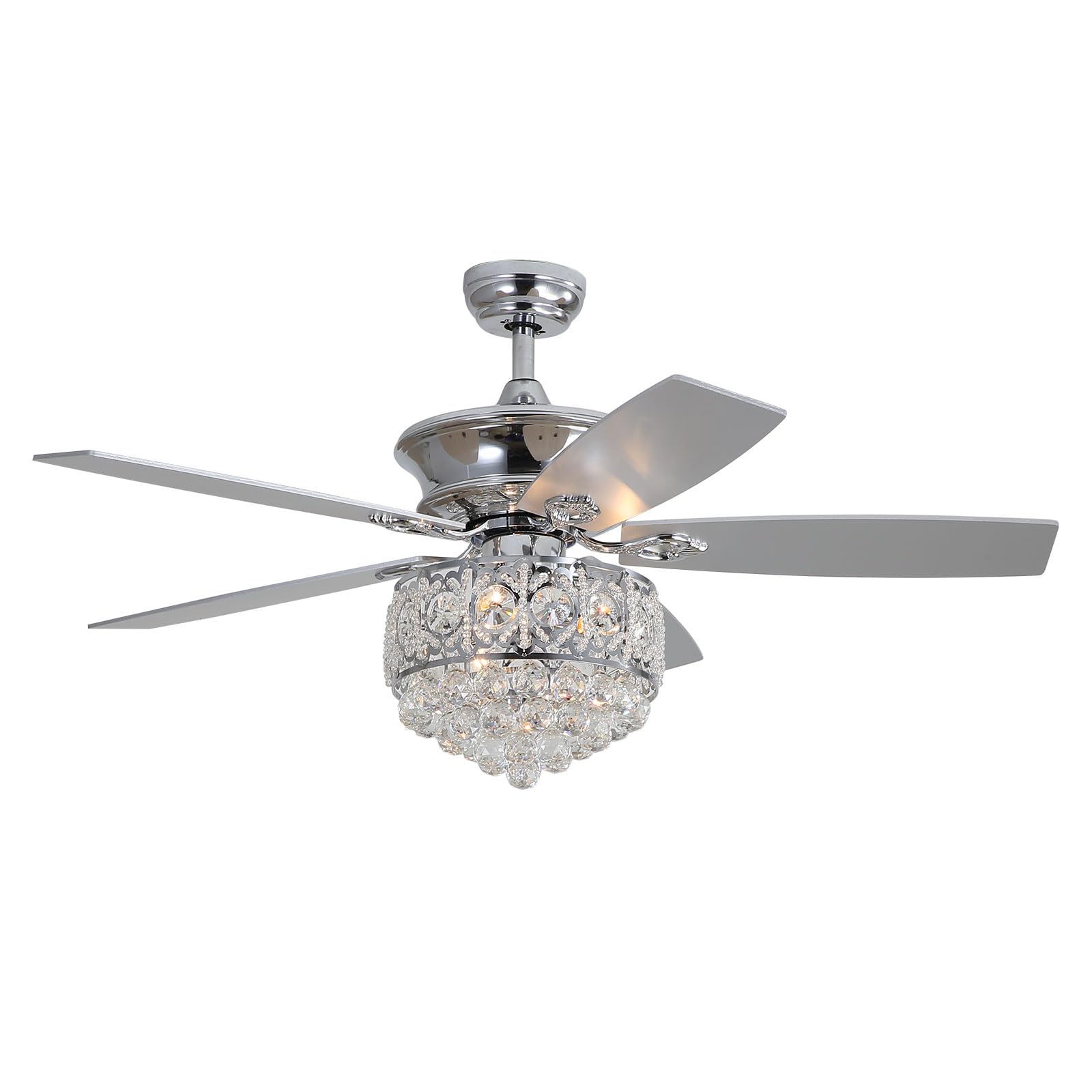 Flhonudi 52inch Crystal Ceiling Fans with Lights Modern 3-Light Ceiling ...