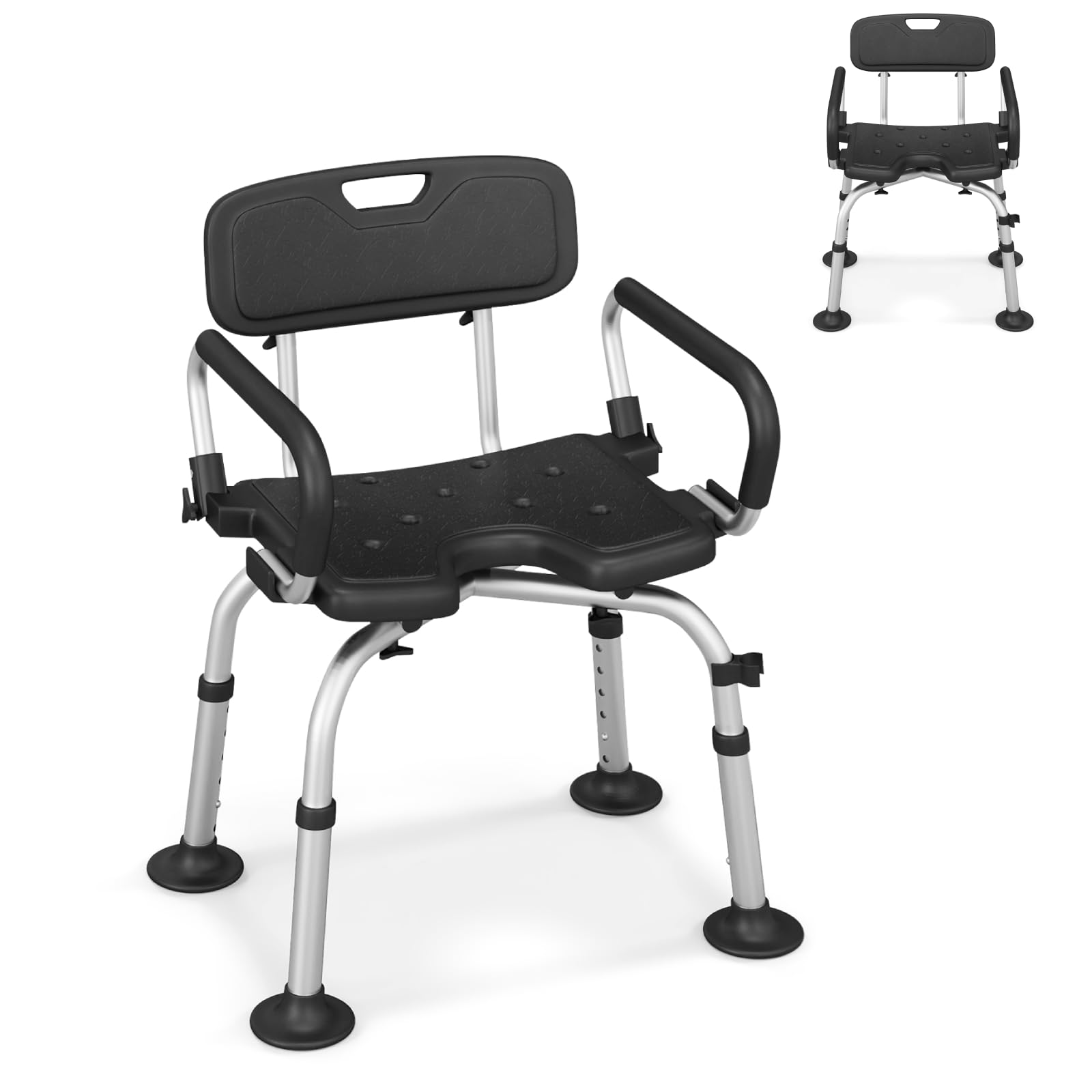 Multigot Shower Chair, Height Adjustable U-Shaped Bath Stool with Anti ...