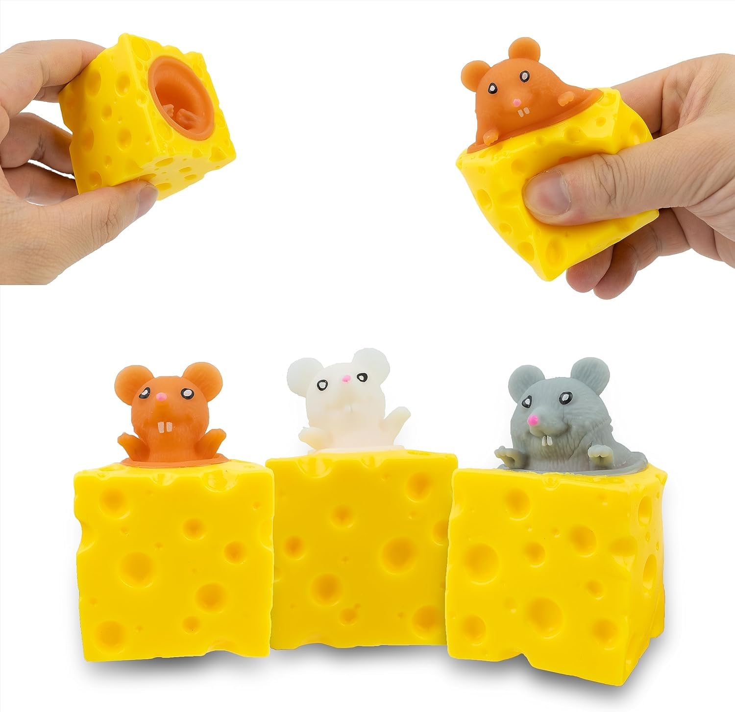 Squeeze Mouse Toy Cheese Mouse Cup (Set of 3) - Sensory Fidget Toys ...