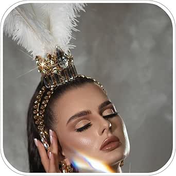 Amazon.com: XSBODY Large Carnival Headpieces for Women Caribbean Outfit Rhinestone White Feather ...