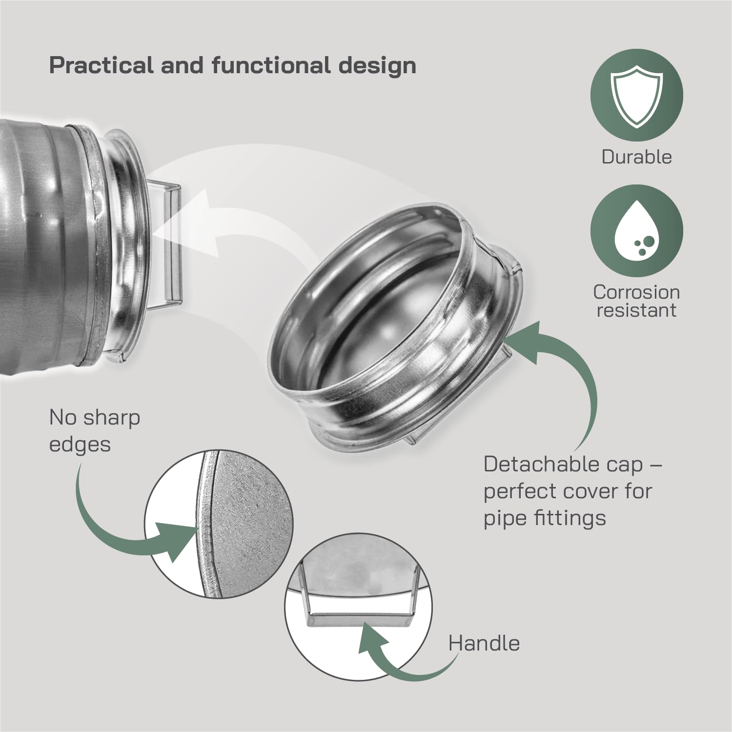 Snapklik.com : Vent Systems 4" Inch Galvanized Steel Tee Cap