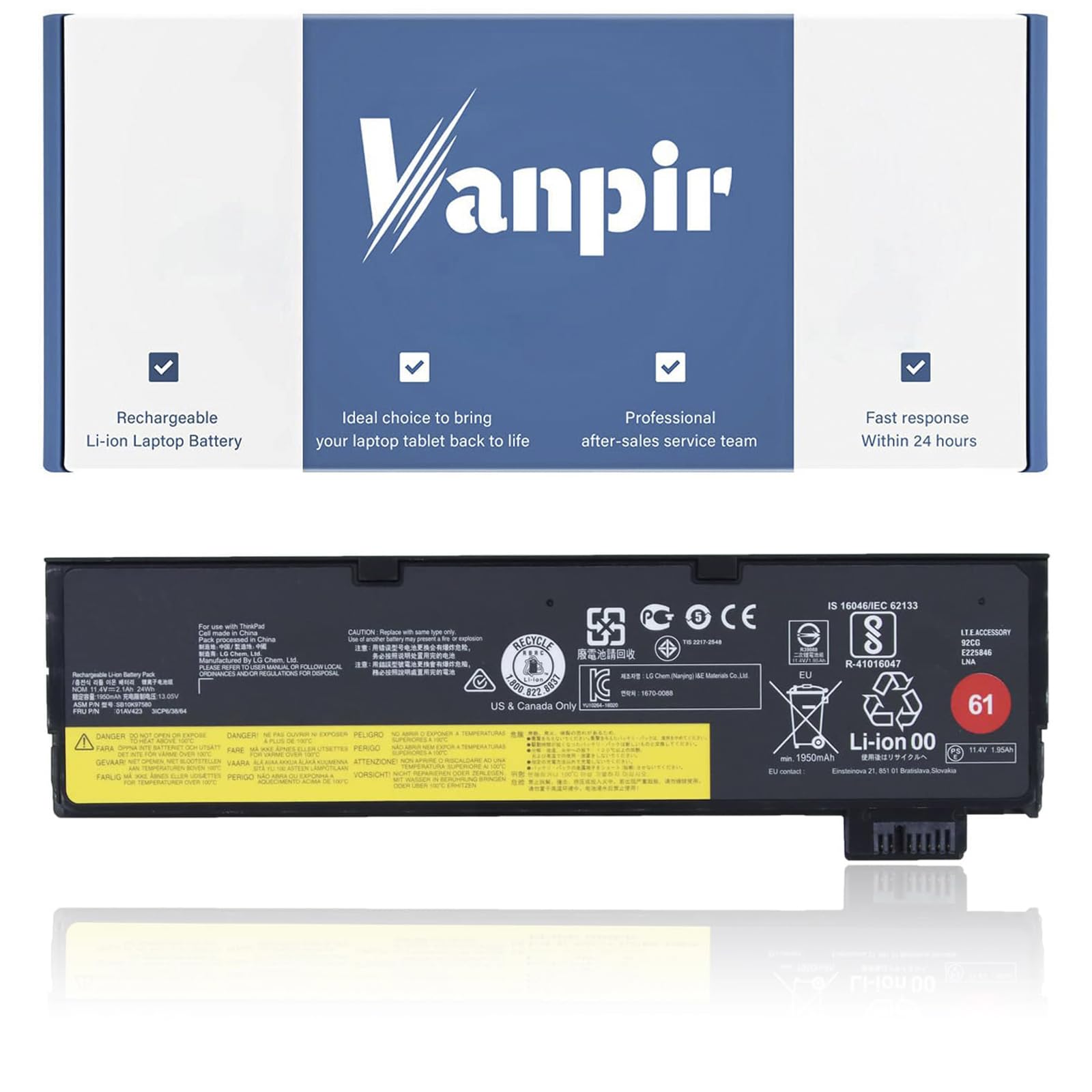 Amazon.com: VANPIR 61 01AV423 T470 T480 Laptop Battery Replacement for ...