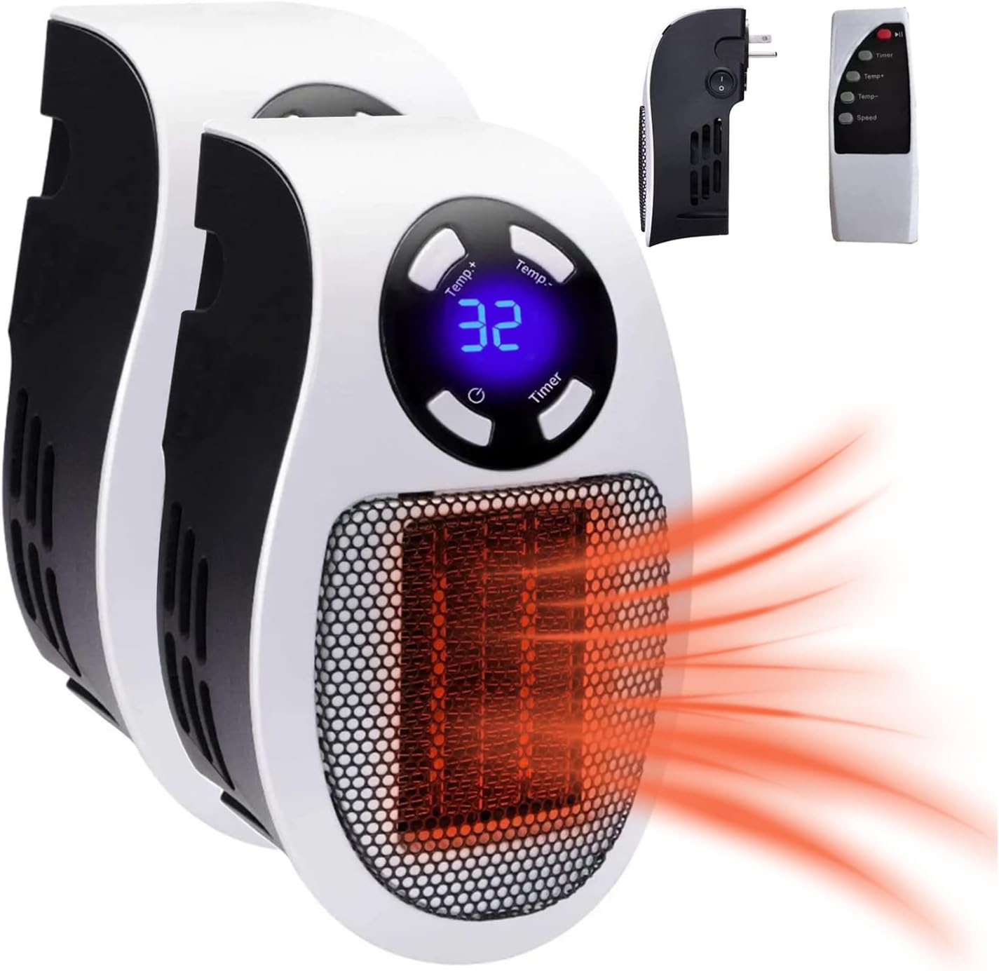 Amazon.com: FFOK 500W Smart Space Electric Fan Heater, Electric Fan ...