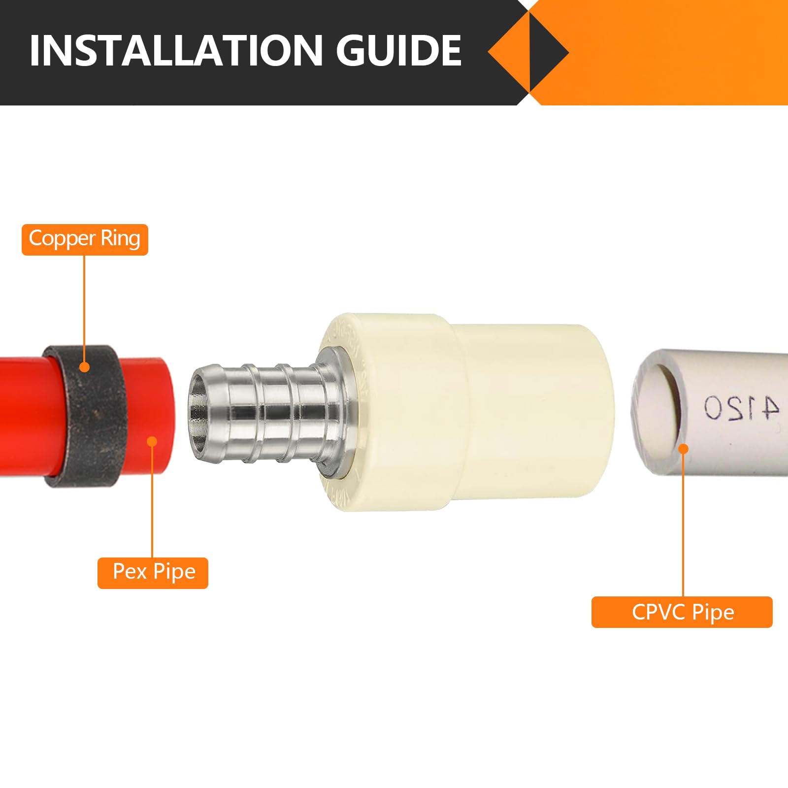 Snapklik.com : 20-PACK HeSun 1/2-Inch CPVC Transition Coupling