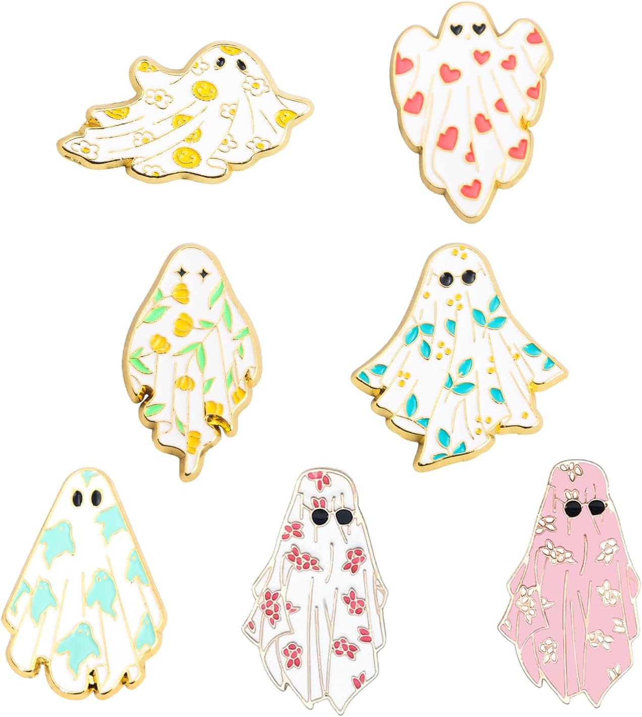Amazon.com: DSHFKLX 7 Pieces Cute Ghost Enamel Brooch Pin Singer Enamel ...
