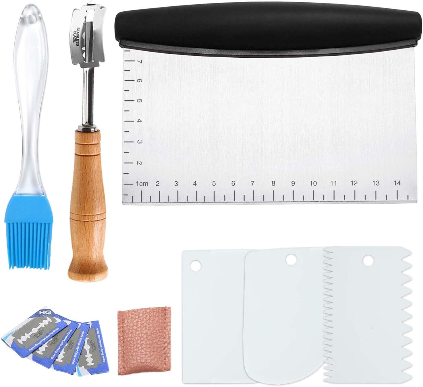 KAISHANE Dough Scraper Set(6 Pieces) - Metal Dough Scraper + Plastic ...