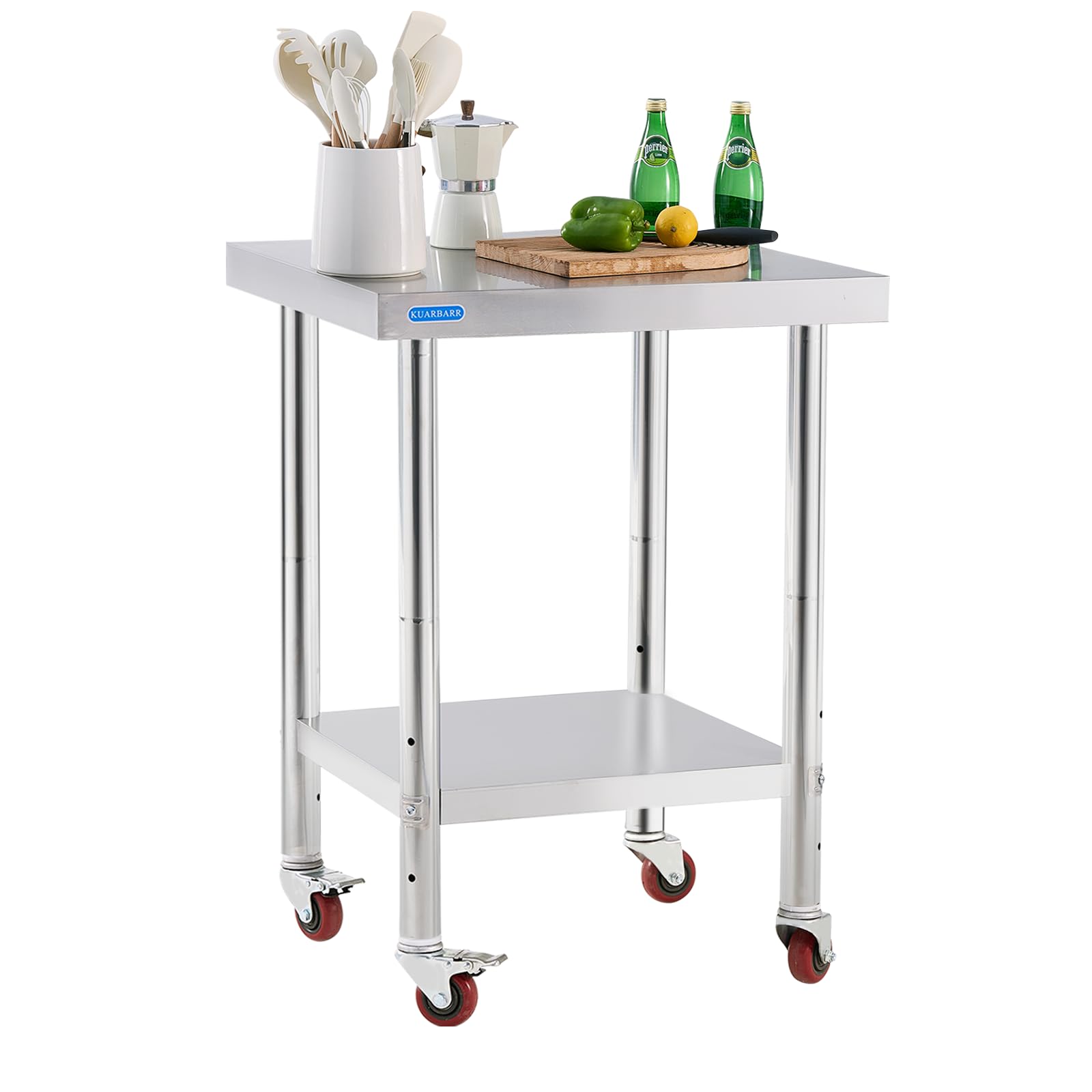 KUARBARR Stainless Steel Table for Prep & Work with 4 Caster Wheels ...