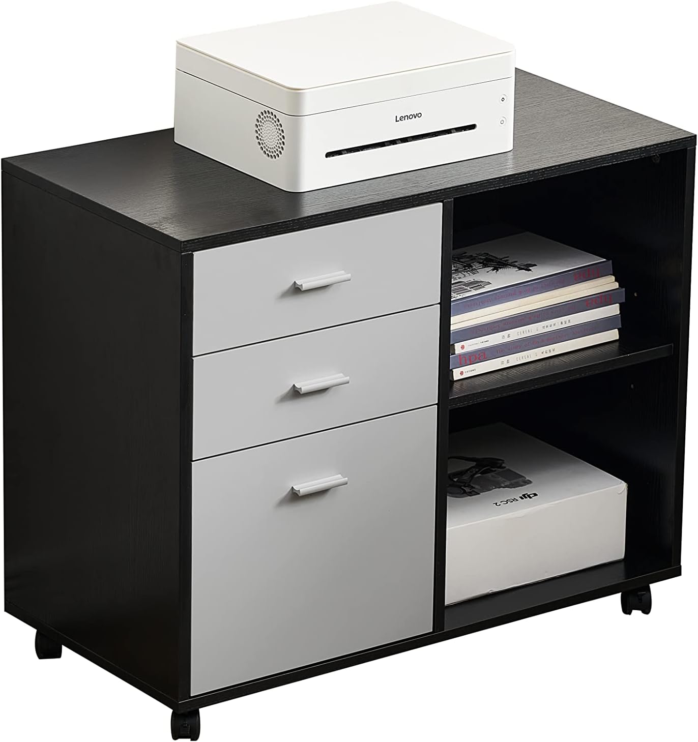 Amazon.com: 32'' Wide 3 -Drawer Mobile Lateral Filing Cabinet,Black Oak ...