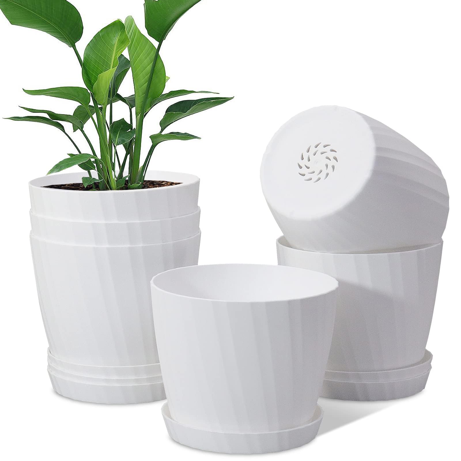 Amazon.com: UOUZ 7'' Plant Pots Bulk, 6 Pack Plastic Planters with ...