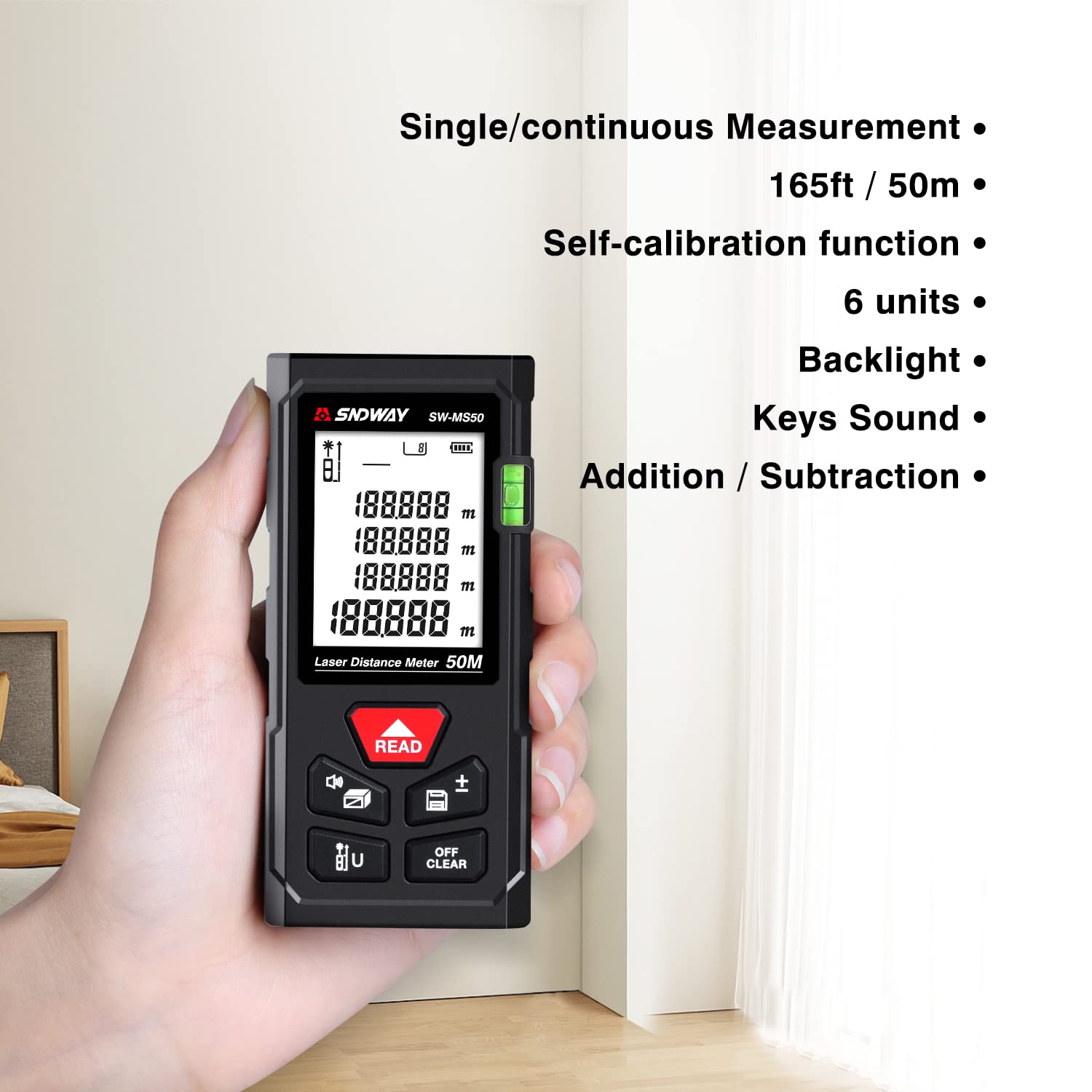 Snapklik.com : Laser Measurement Tool 165Ft, Digital Laser Distance ...