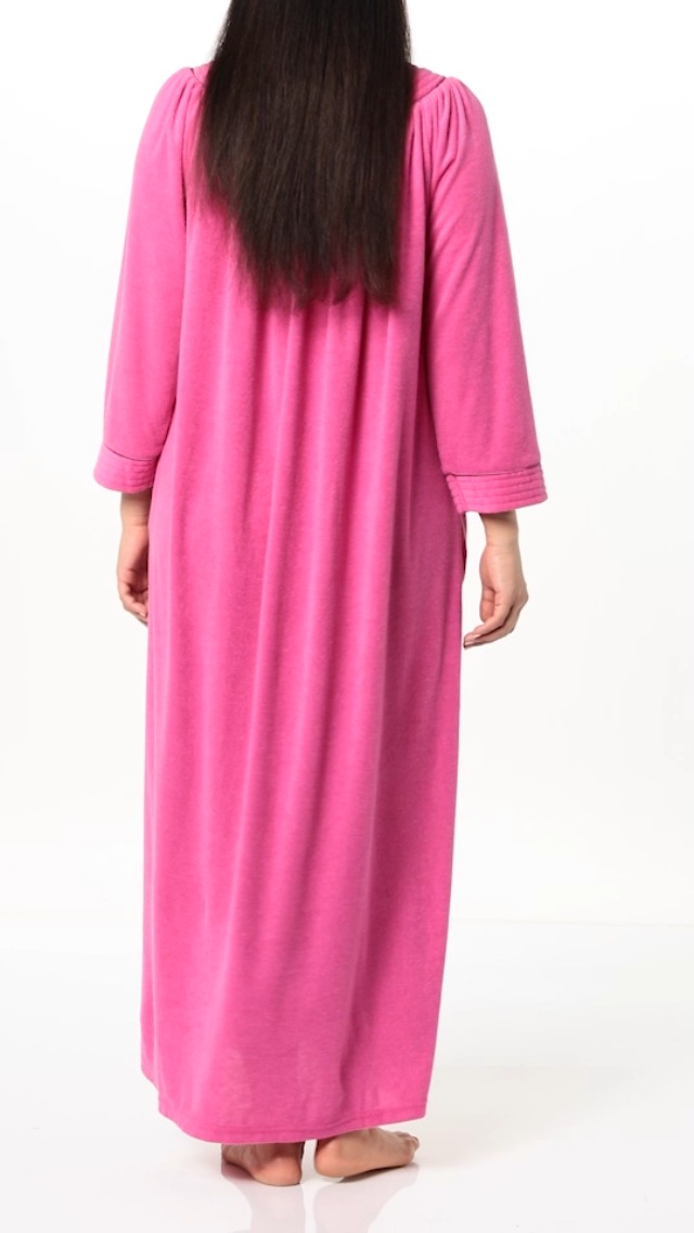 Watch Terry Knit Long Robe Bath Robe w/ Snap Front & Trapunto Trim on ...