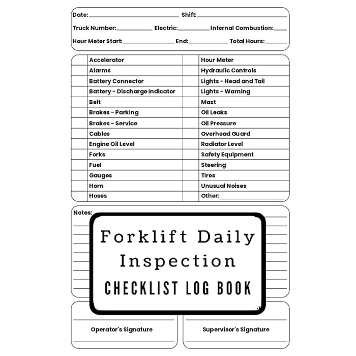 Buy Forklift Daily Inspection Checklist Log Book: Forklift Operator Safety & Maintenance ...