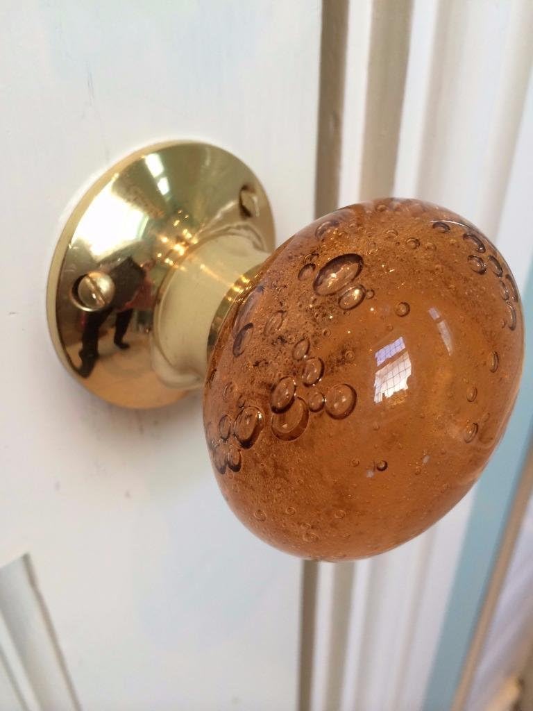 Beautiful Pair of Large Amber Coloured Contemporary/Retro Round Smooth ...