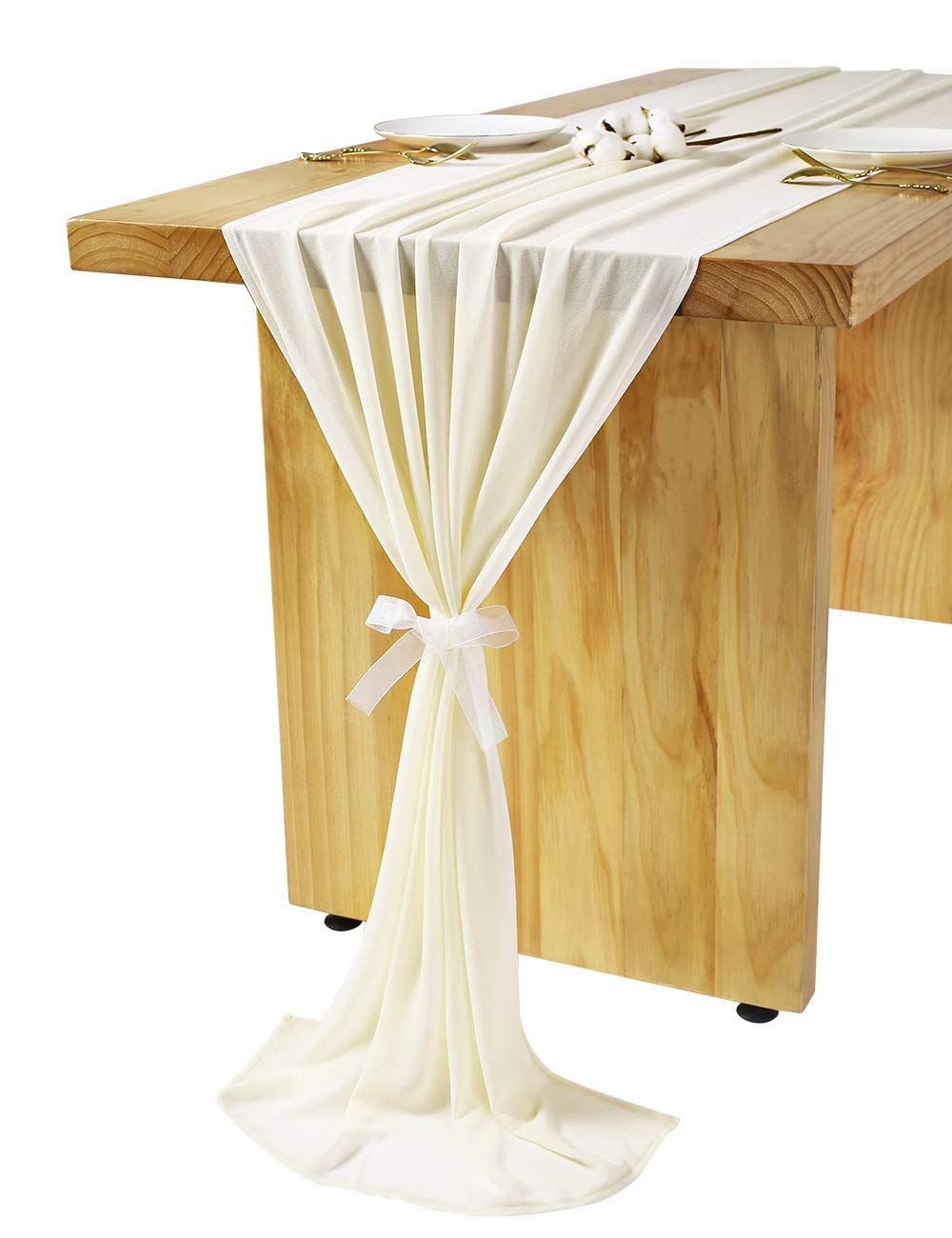 Amazon.com: SHERWAY 27 x 120 Inch Ivory Chiffon Table Runner, Soft Semi ...