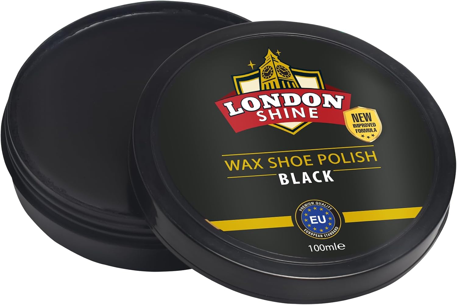 Amazon.com: Premium Black Wax Shoe Polish – 100 ml (3.38 oz) High-Gloss ...
