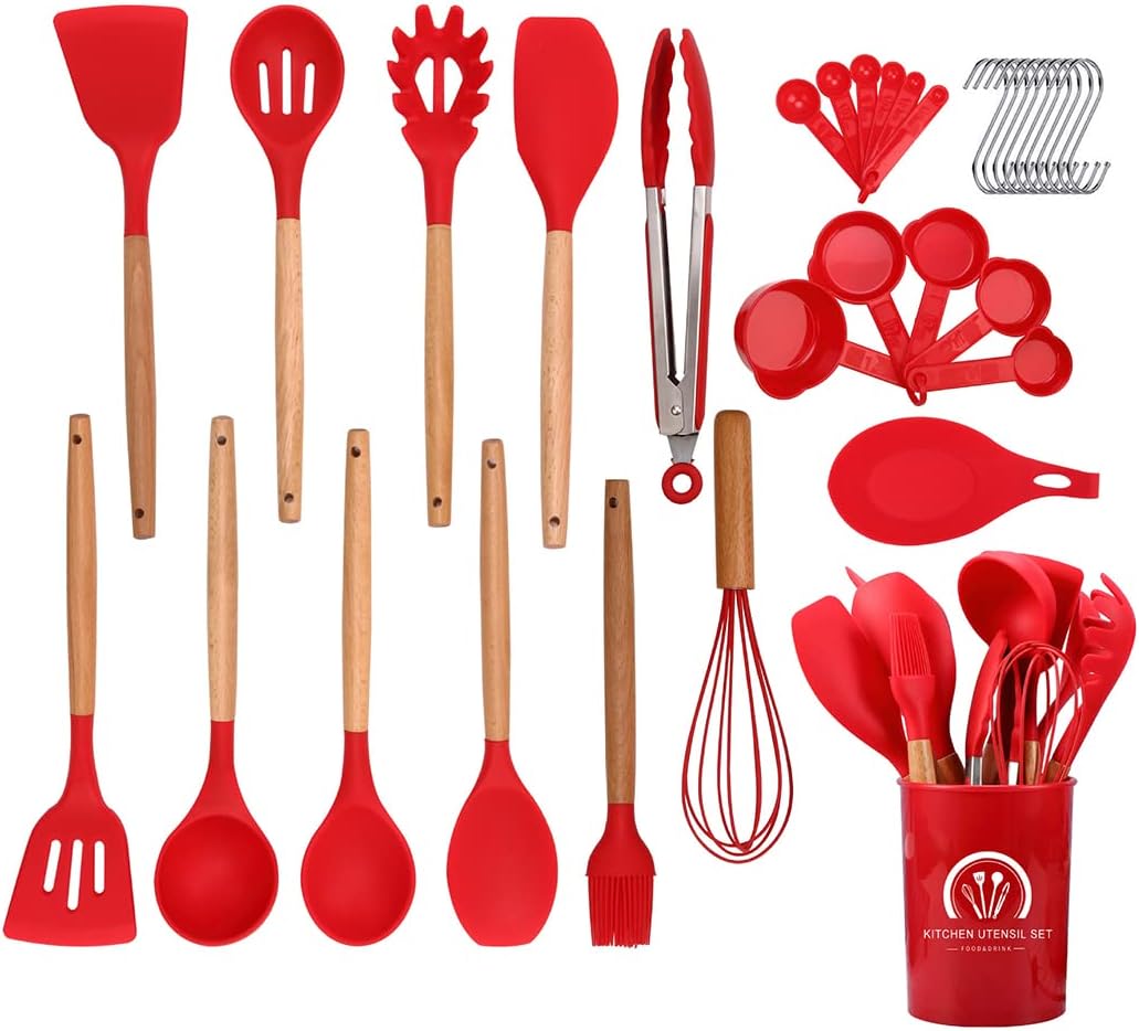 Amazon.com: XIAOYU Kitchen Utensils Set, 34PCS Silicone Cooking ...