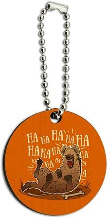 GRAPHICS & MORE Laughing Hyena Wood Wooden Round Keychain Key Chain ...