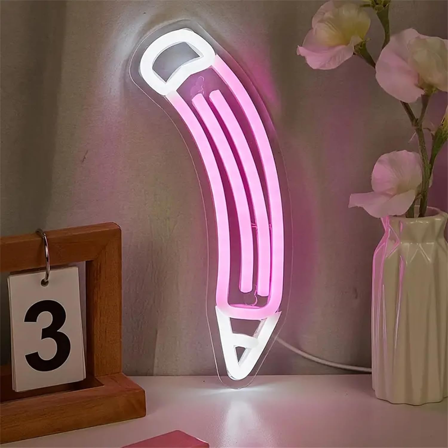 Pencil Neon Sign for Wall Decor Pencil-Shaped Neon LED Light Dimmable ...