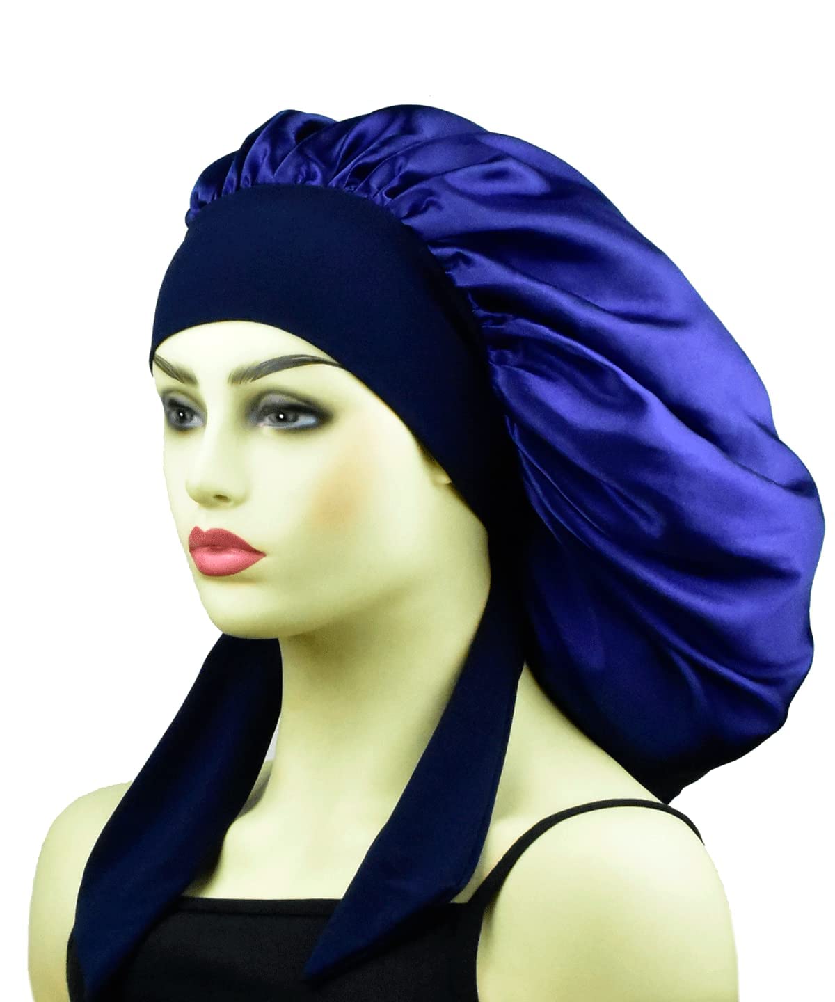 Amazon.com : Satin Hair Bonnets for Braids Long Hair Cover Women Silk ...