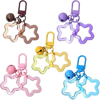 Myhiju 5 Pcs Star Keychain,Candy Color Acrylic Pentagram Key Chain Cute ...